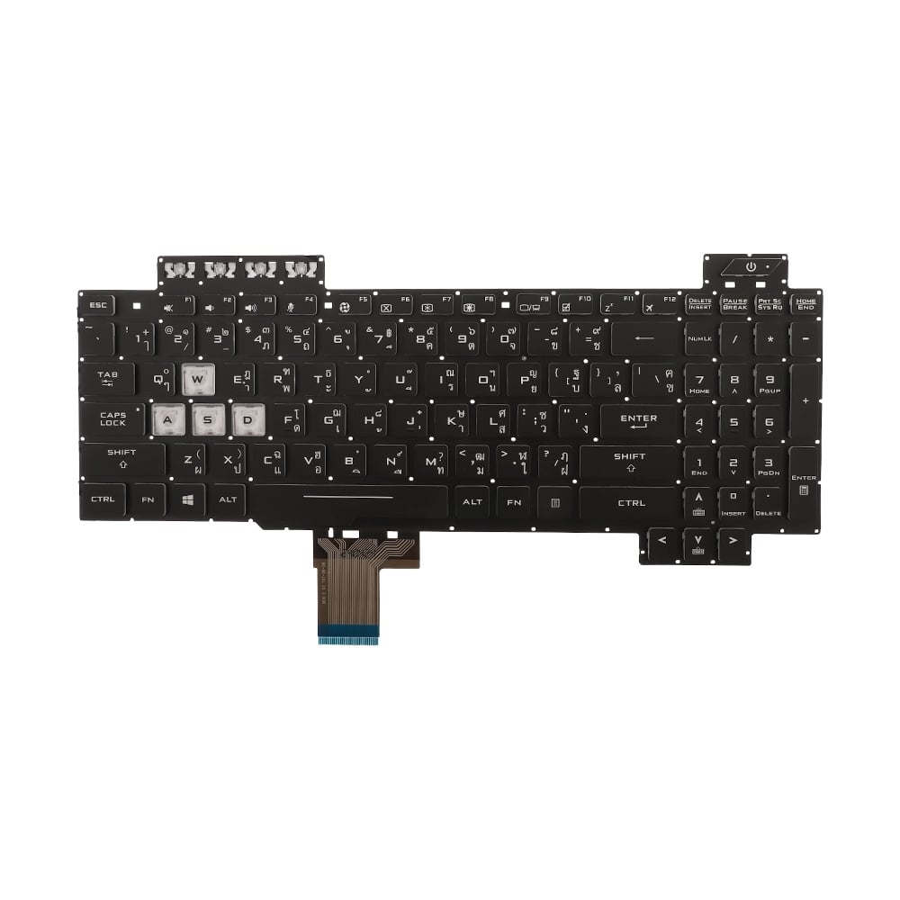 Keyboard ASUS TUF GAMING FX504/FX505GE (LEDไฟเดี่ยว อักษรสีขาว สายไฟ 4 พิน)