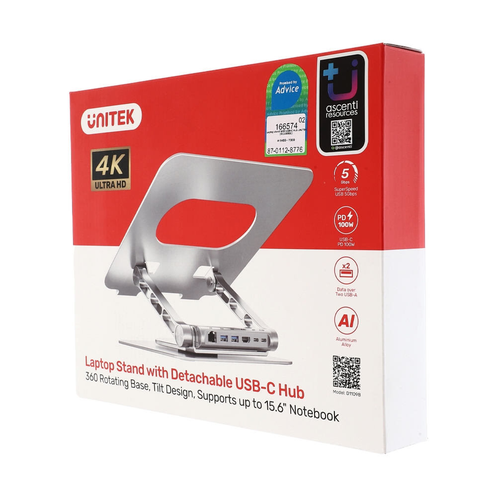 Laptop stand With USB-C Hub UNITEK (D1109B01) | Advice จ.ปทุมธานี สาขา ...