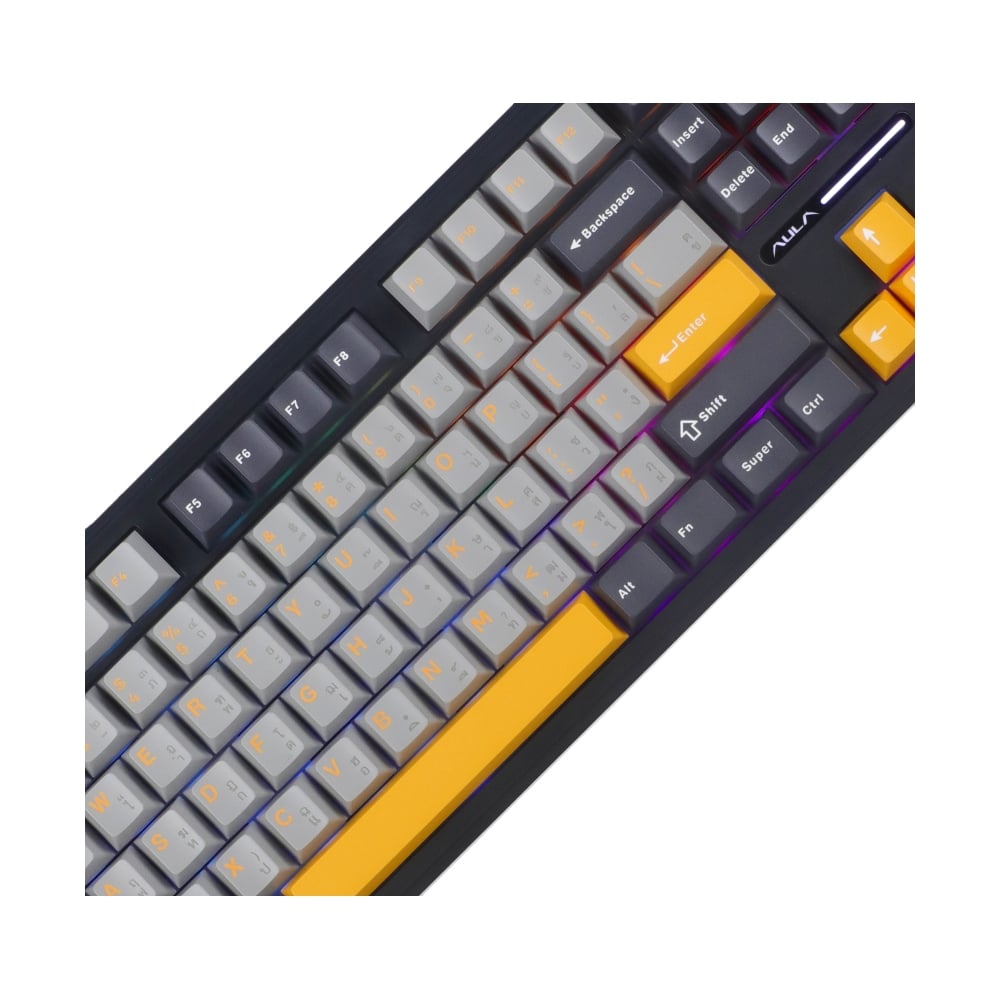 WIRELESS/BLUETOOTH KEYBOARD AULA F108 DRAK GREY/LIGHTGREY/YELLOW PINK ...