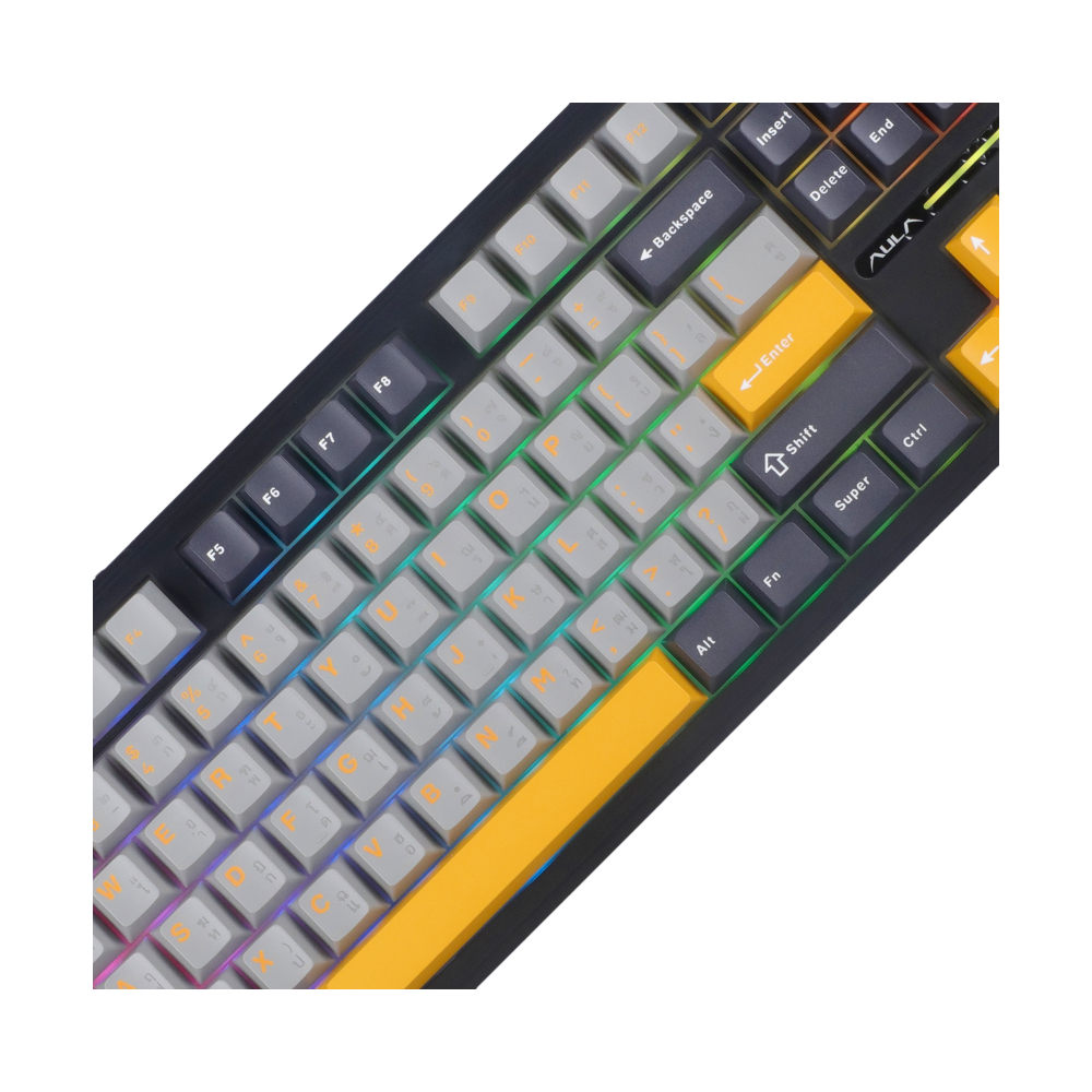 KEYBOARD WIRELESS BLUETOOTH AULA F108PRO BLACK GREY YELLOW (REAPER ...