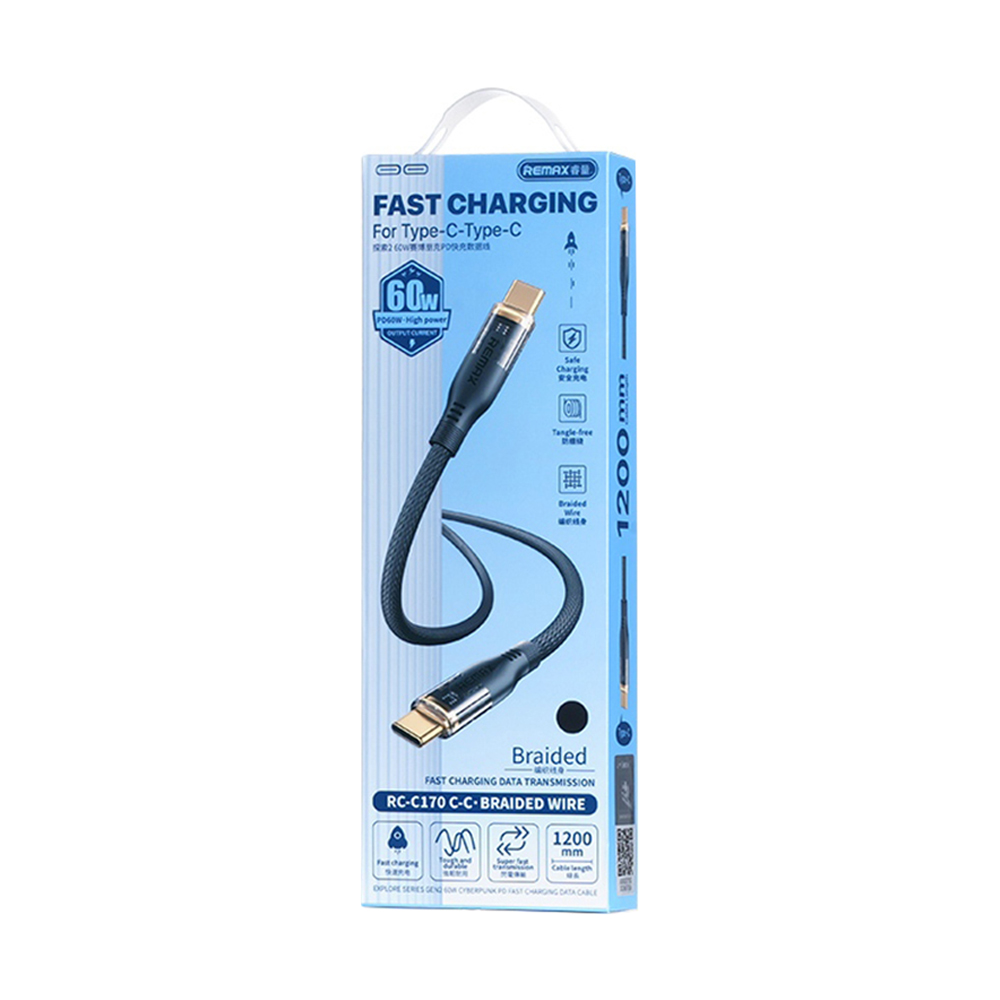 1.2M Cable Type-C To Type-C REMAX (60W,RC-C170) Black