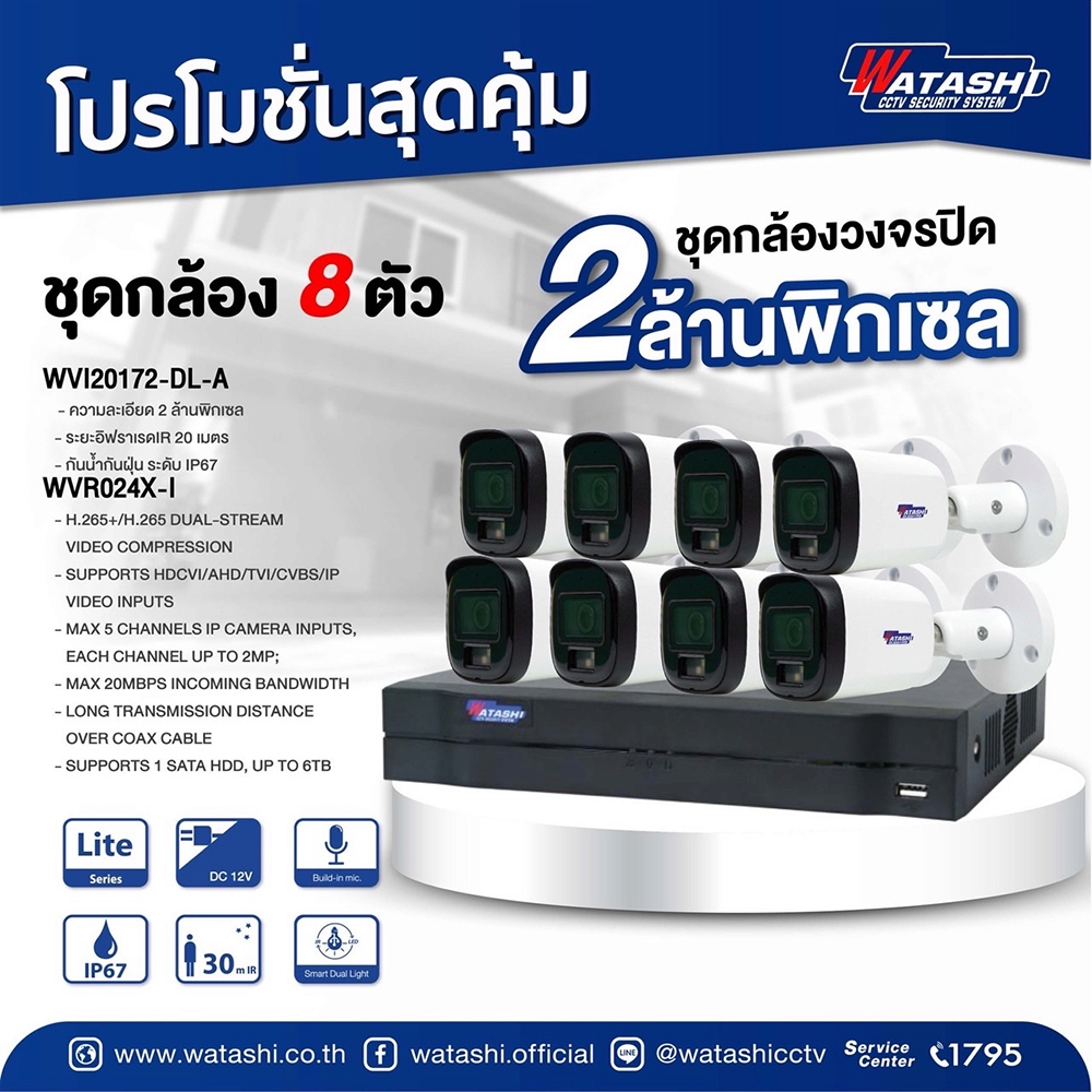 CCTV Set. 8CH. Smart IP Camera WATASHI#WPM024-1