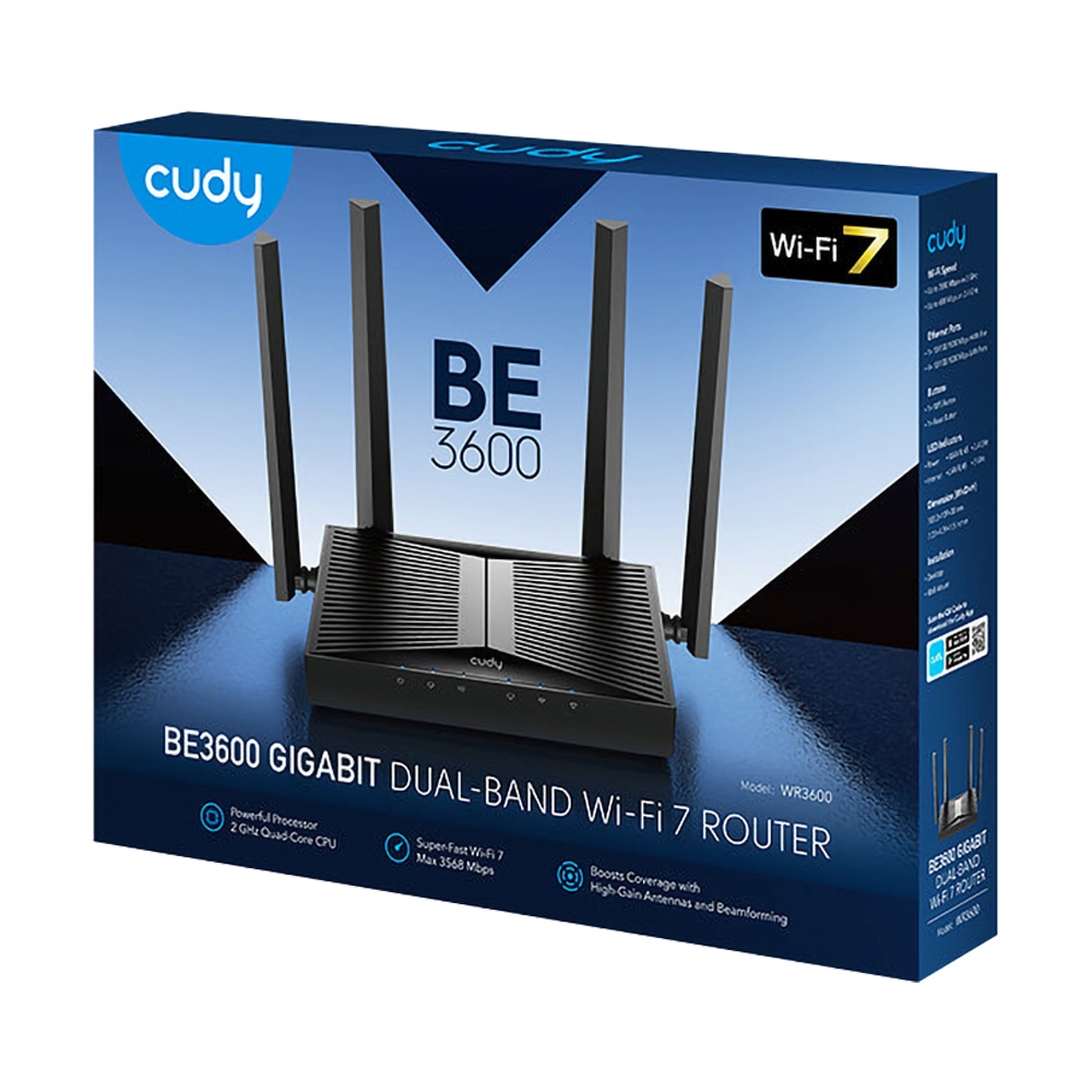 Router CUDY (WR3600) Wireless BE3600 Dual-Band Gigabit WiFi7 | Advice ...