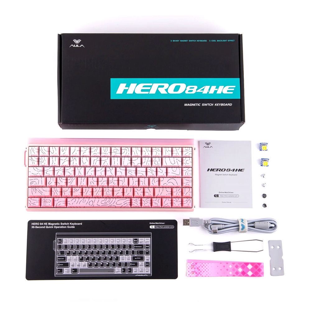 KEYBOARD AULA HERO84HE PINK NEPTUNE MAGNETIC-SWITCH