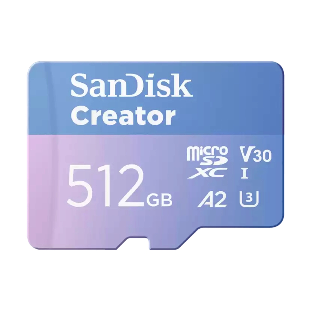 512GB Micro SD Card SANDISK Creator With SD Adapter SDSQXAV-512G-GN6MS ...