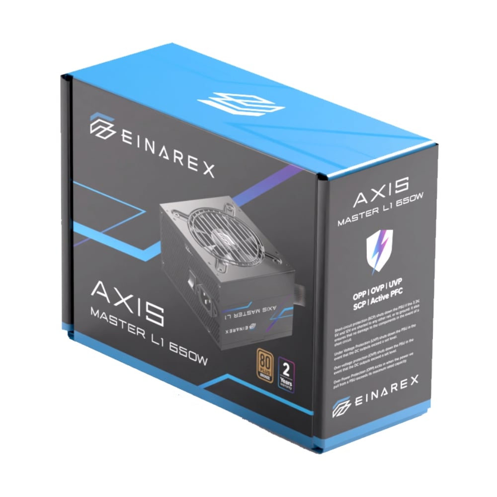 POWER SUPPLY (80+ Bronze) 650W EINARE AXIS MASTER L1 Black (EXPS-AMH1-650-BK)